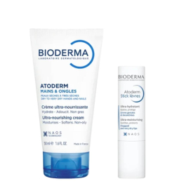 Bioderma Atoderm Pack Hand Cream 50ml + Lip Stick