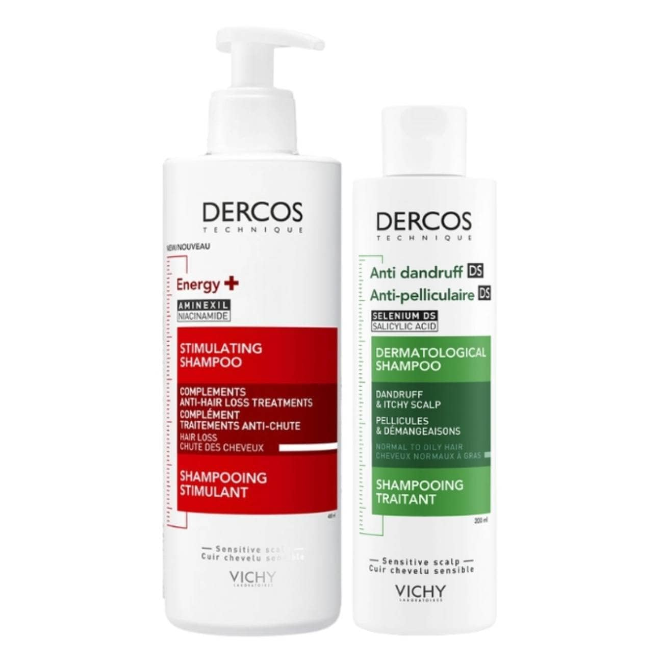 Vichy Dercos Double Pack Energizing Shampoo + Anti-Oily Dandruff Shampoo